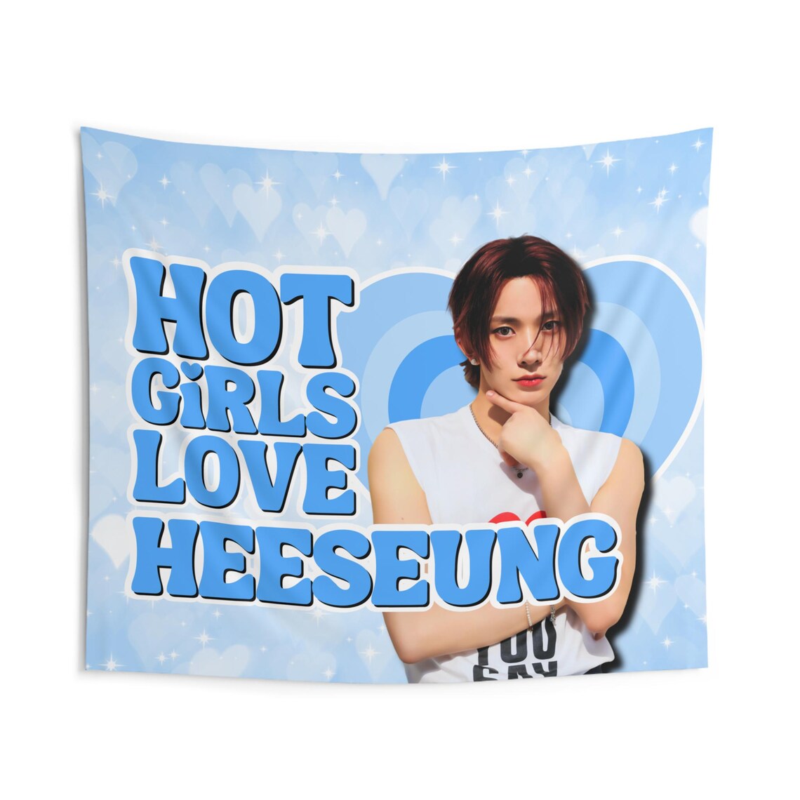 Enhypen Heeseung Blue Hot Girls Banner, Enhypen Tour Kpop Flag, Enhypen ...