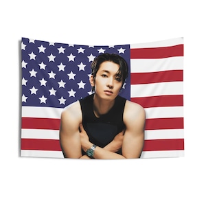 Svt Wonwoo Biceps Magazine America Flag, Seventeen Members Kpop Flag ...
