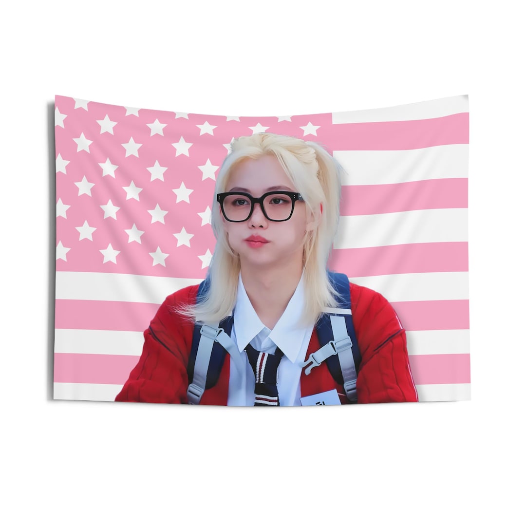 Skz Felix Cute Pink America Flag Banner, Stray Kids Members Kpop Flag ...