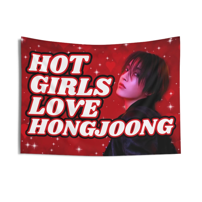 Ateez Hongjoong Side Profile Hot Girls Banner, Ateez Members Kpop Flag ...