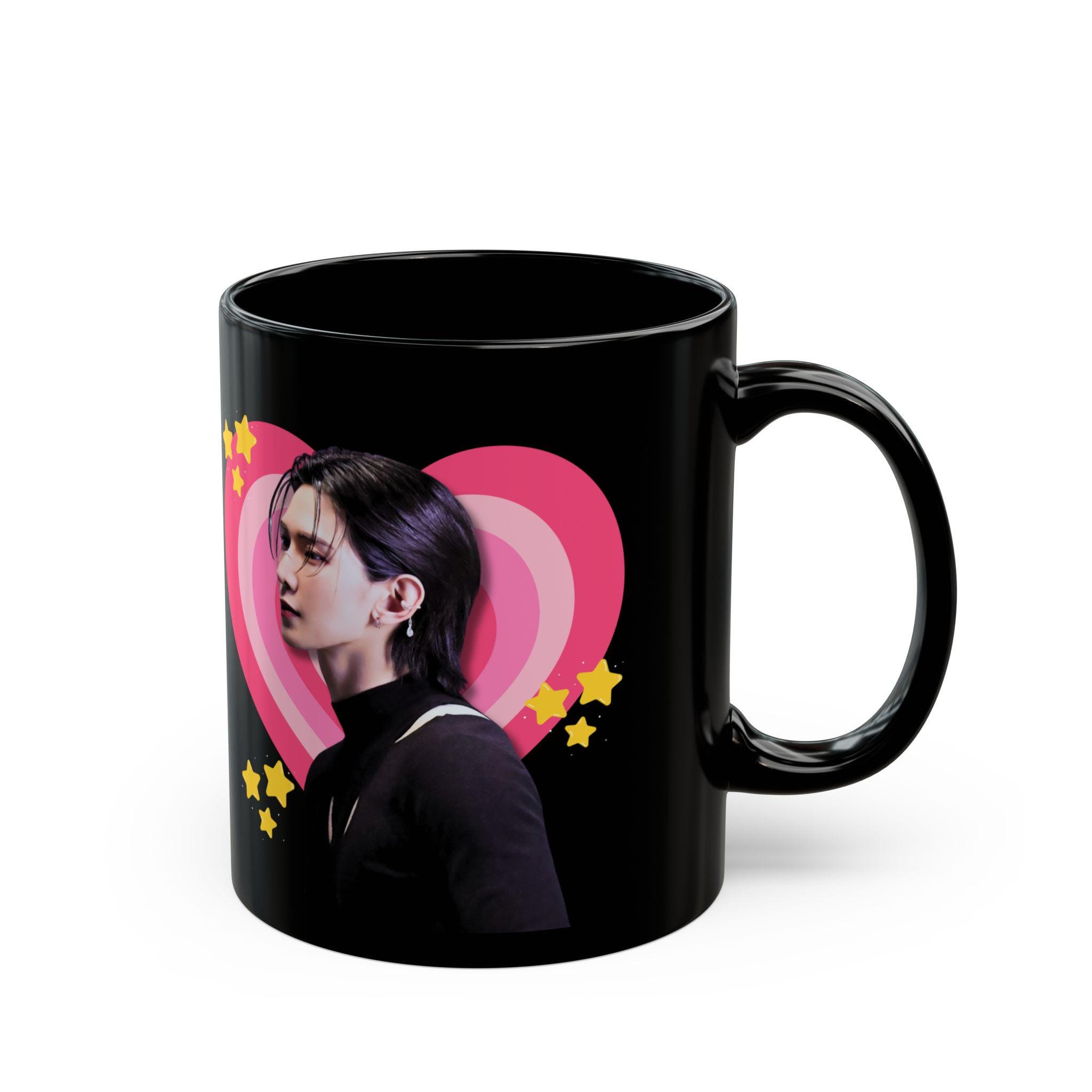 Ateez Yeosang Side Profile Black Mug, Ateez Members Y2k Kpop Mug, Ateez ...