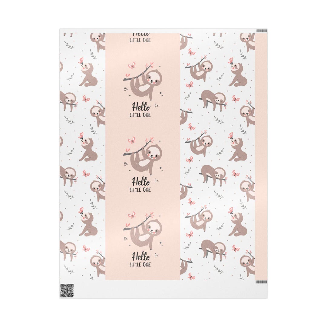 Adorable Sloth Wrapping Paper, Cute Gift Wrap for Baby Showers ...