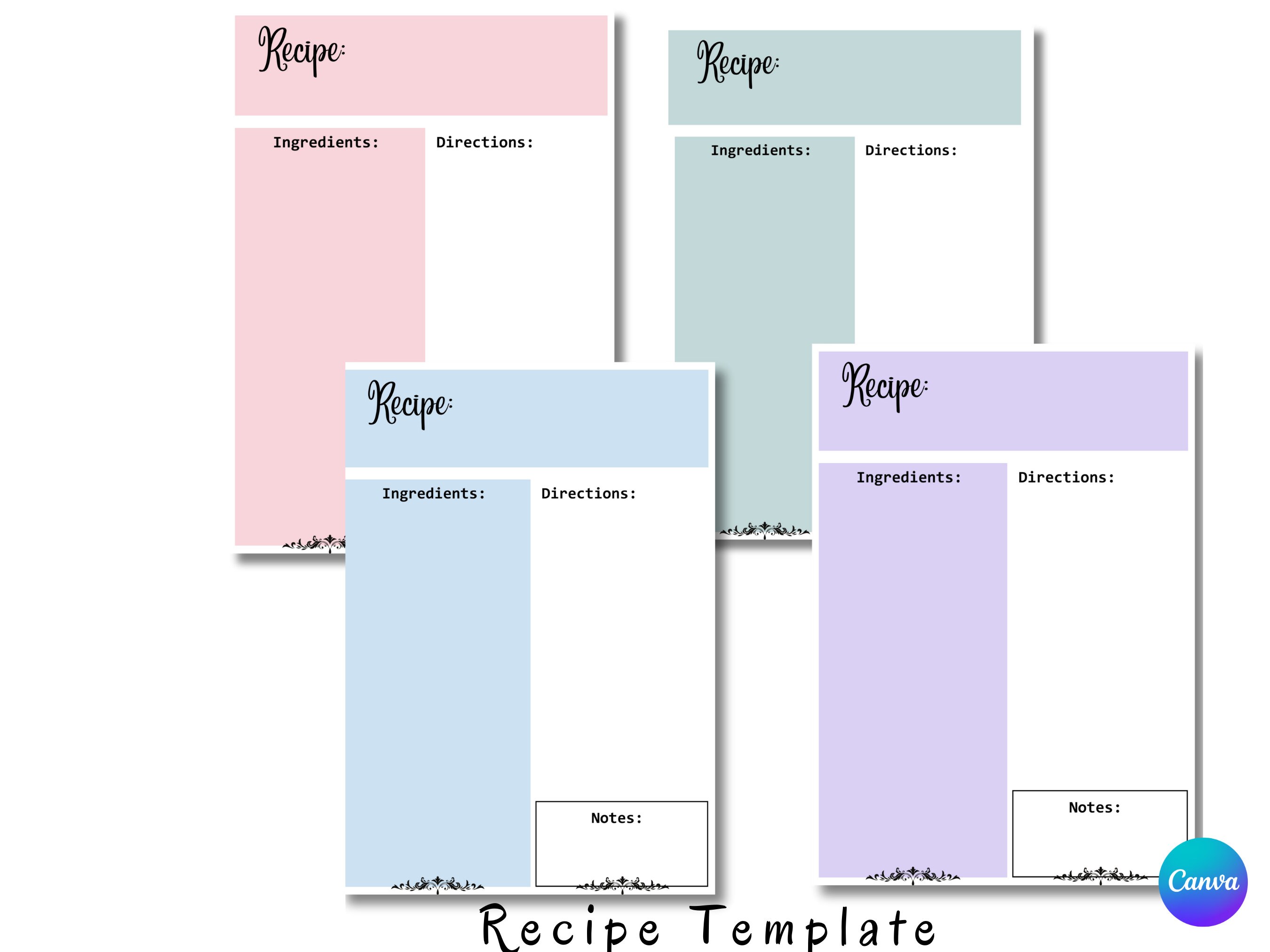 Recipe Template Editable Template Family Recipe Template - Etsy