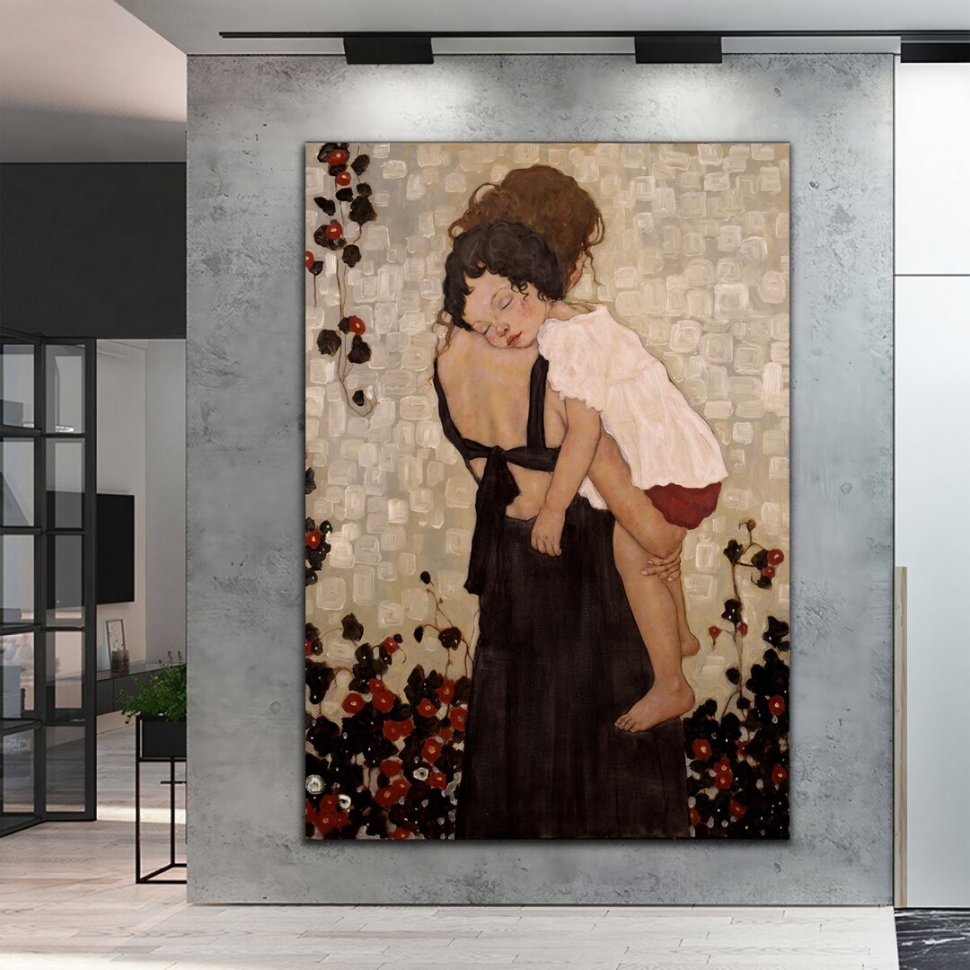 Gustav Klimt Mother Holding Child Famous Painting Portrait - Etsy