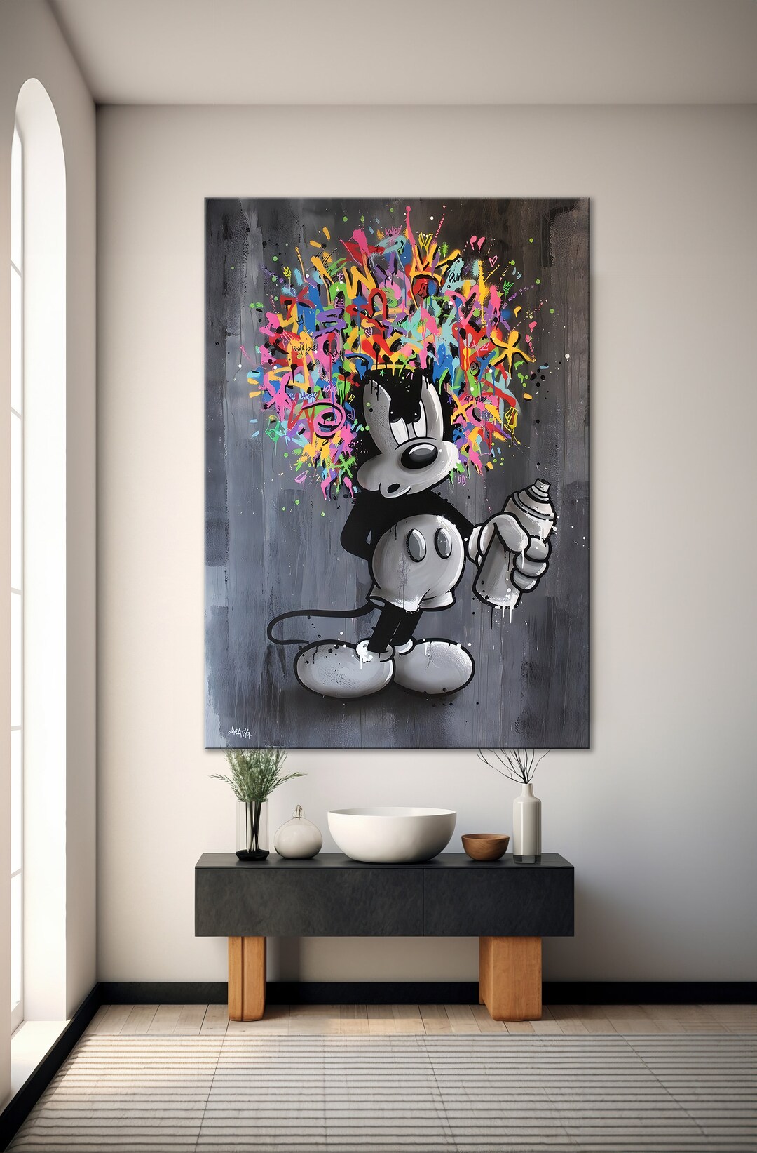 Mickey Mouse Spray Paint Graffiti Pop Art Canvas Wall Art - Etsy