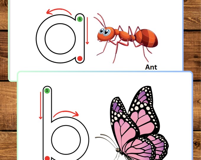 Letter Tracing Worksheet: Flashcards for Kids Printables. Alphabet ...