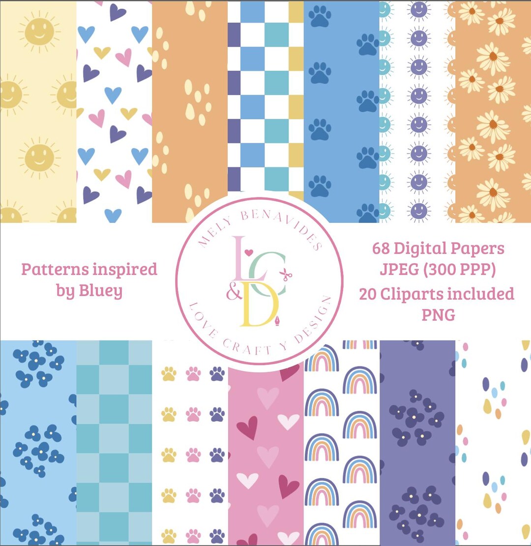 Digital Papers Inspired by Bluey. High Resolution. JPG and PNG Cliparts ...