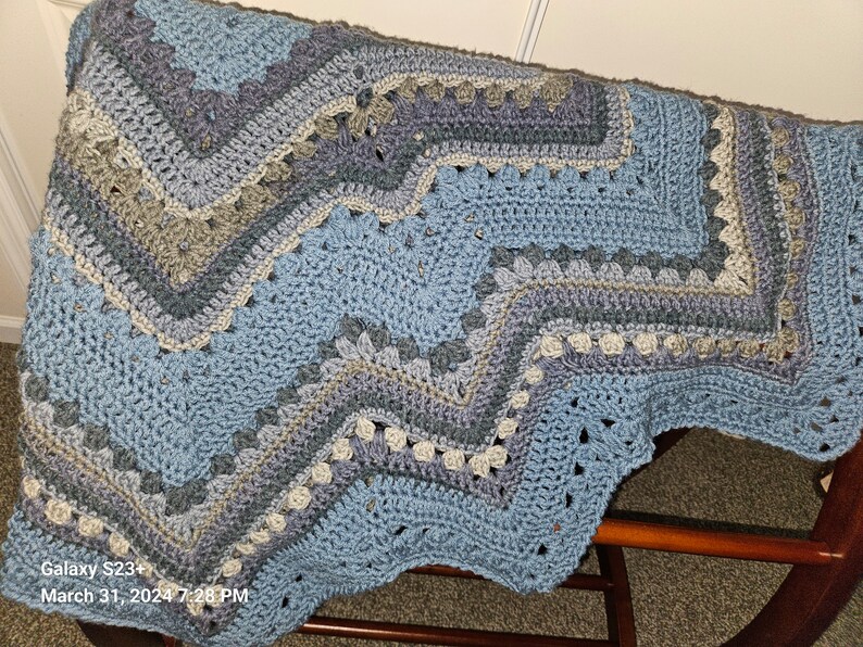 Blue Crochet Super Star Afghan With 14 Points About 64 Inches Across ...
