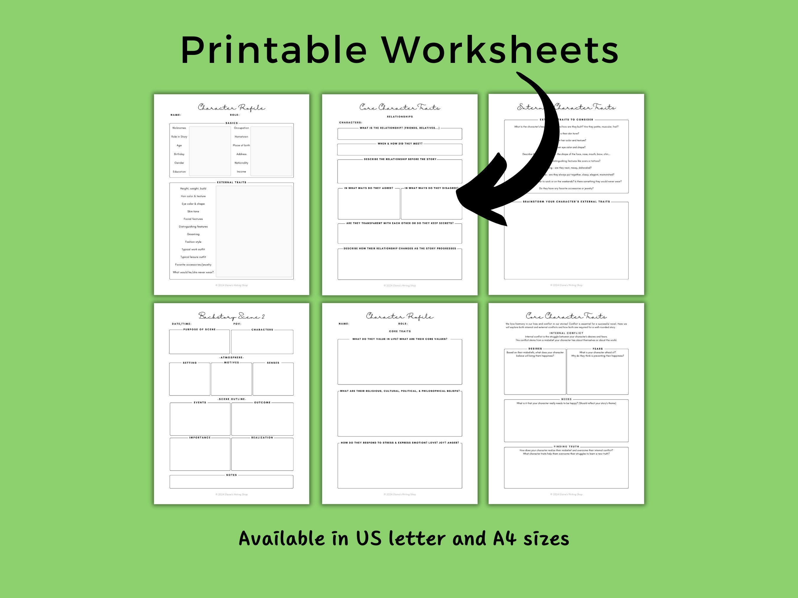 Character Development Workbook Editable Character Profile Novel Writing ...