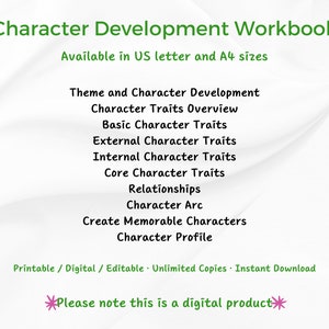 Character Development Workbook Editable Character Profile Novel Writing ...