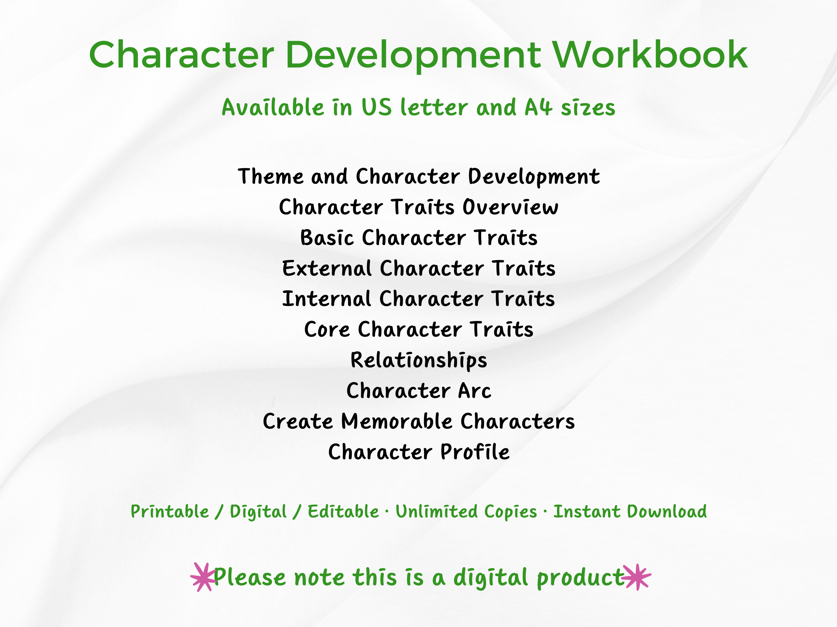 Character Development Workbook Editable Character Profile Novel Writing ...