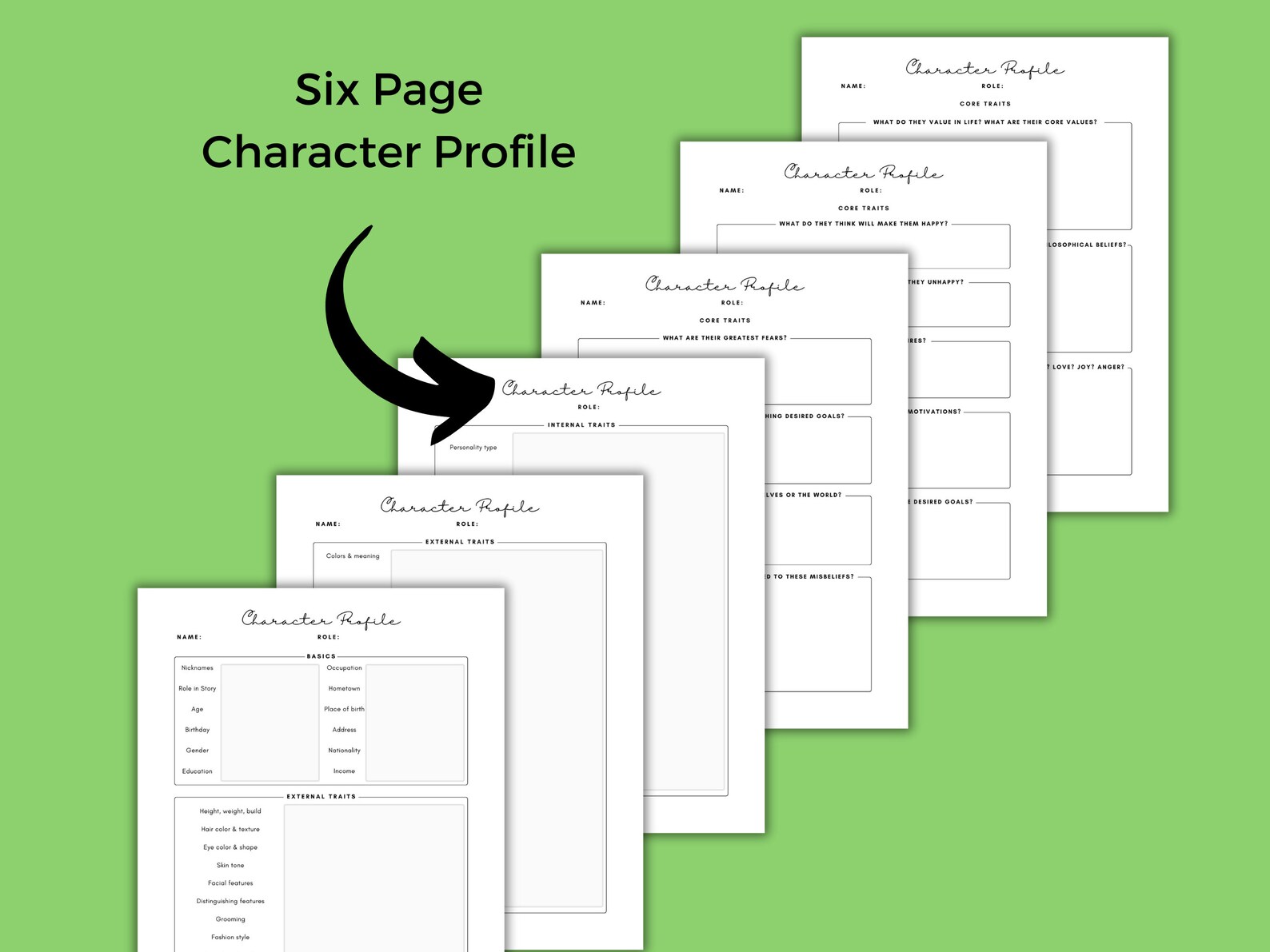 Character Development Workbook Editable Character Profile Novel Writing ...