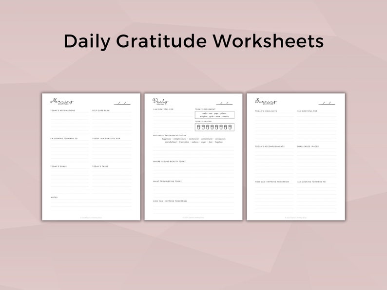 Printable Gratitude Journal Worksheets Bundle Self Care Mindfulness Log ...