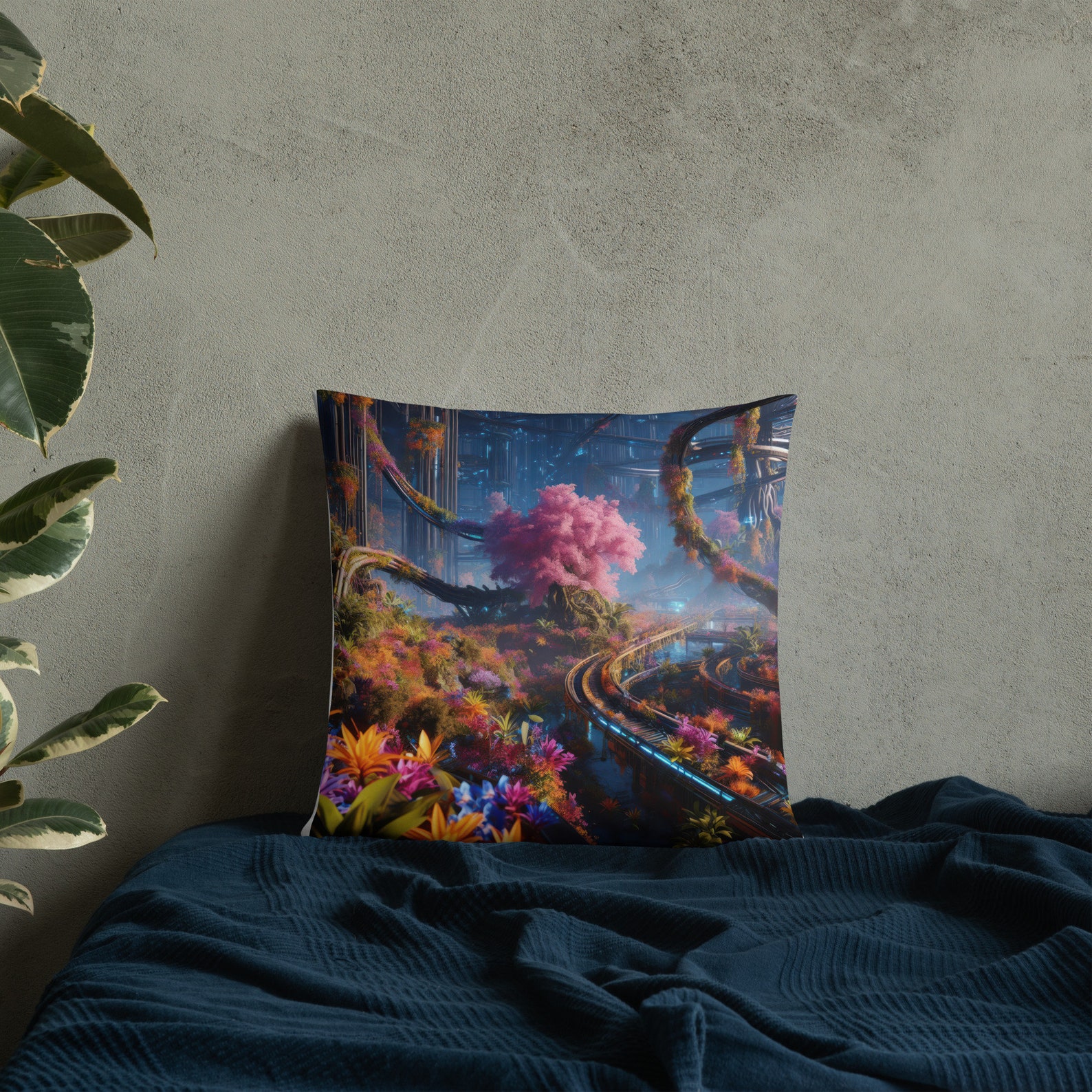 Neo-nature Railway: A Vibrant Tree Arch in a Stark, Futuristic ...