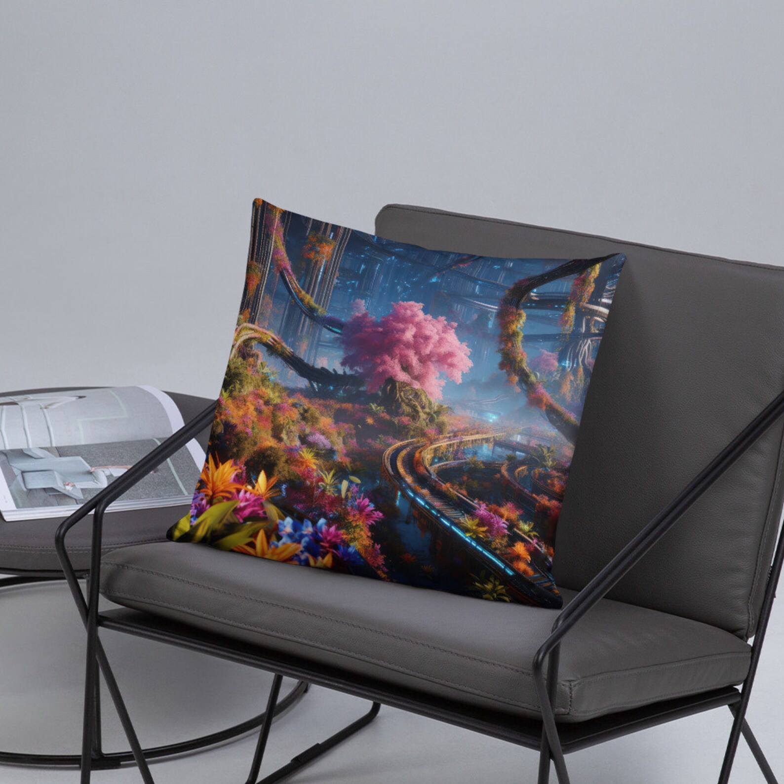 Neo-nature Railway: A Vibrant Tree Arch in a Stark, Futuristic ...