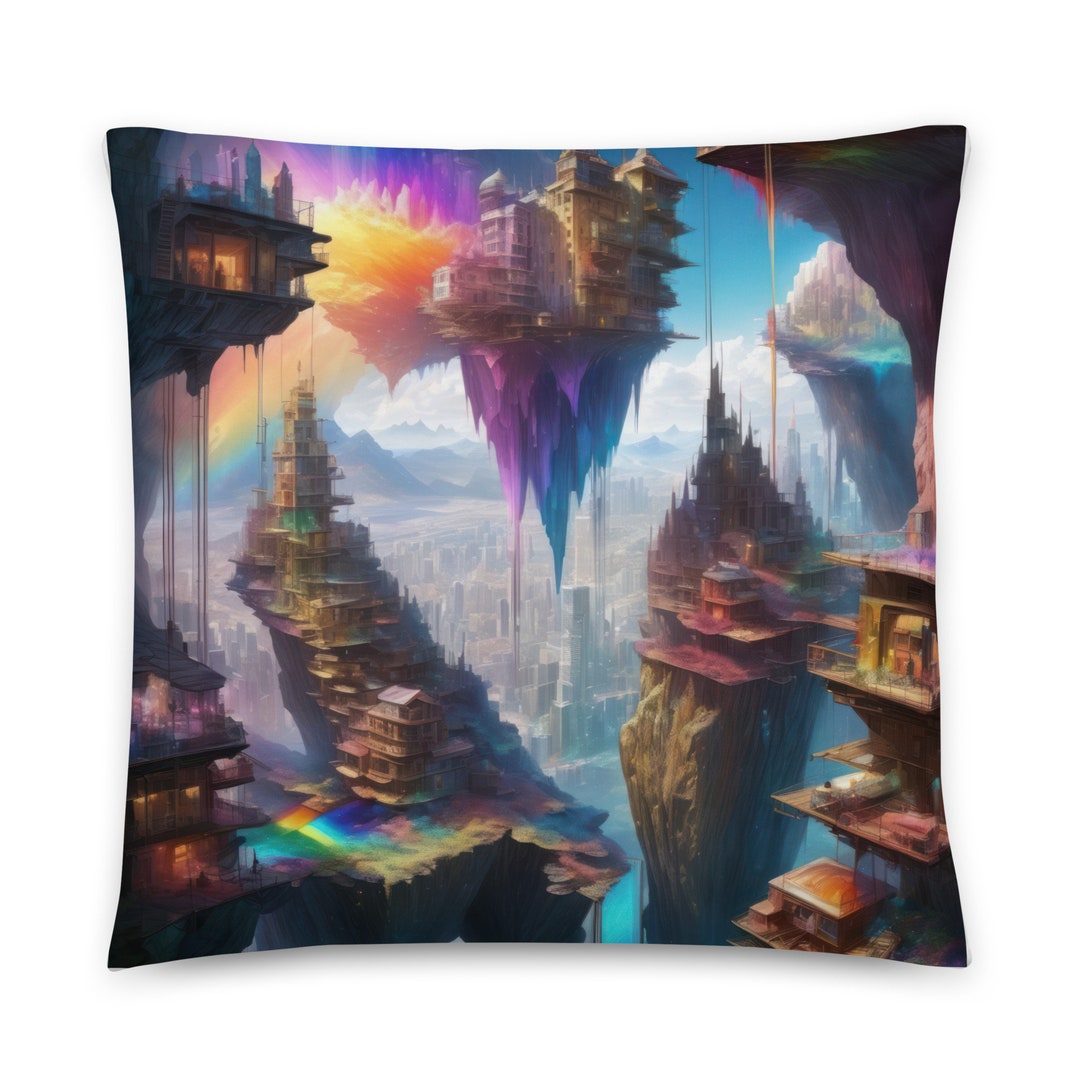 Dreamscape Metropolis Pillow: A Fantasy Cityscape Invites Imagination ...