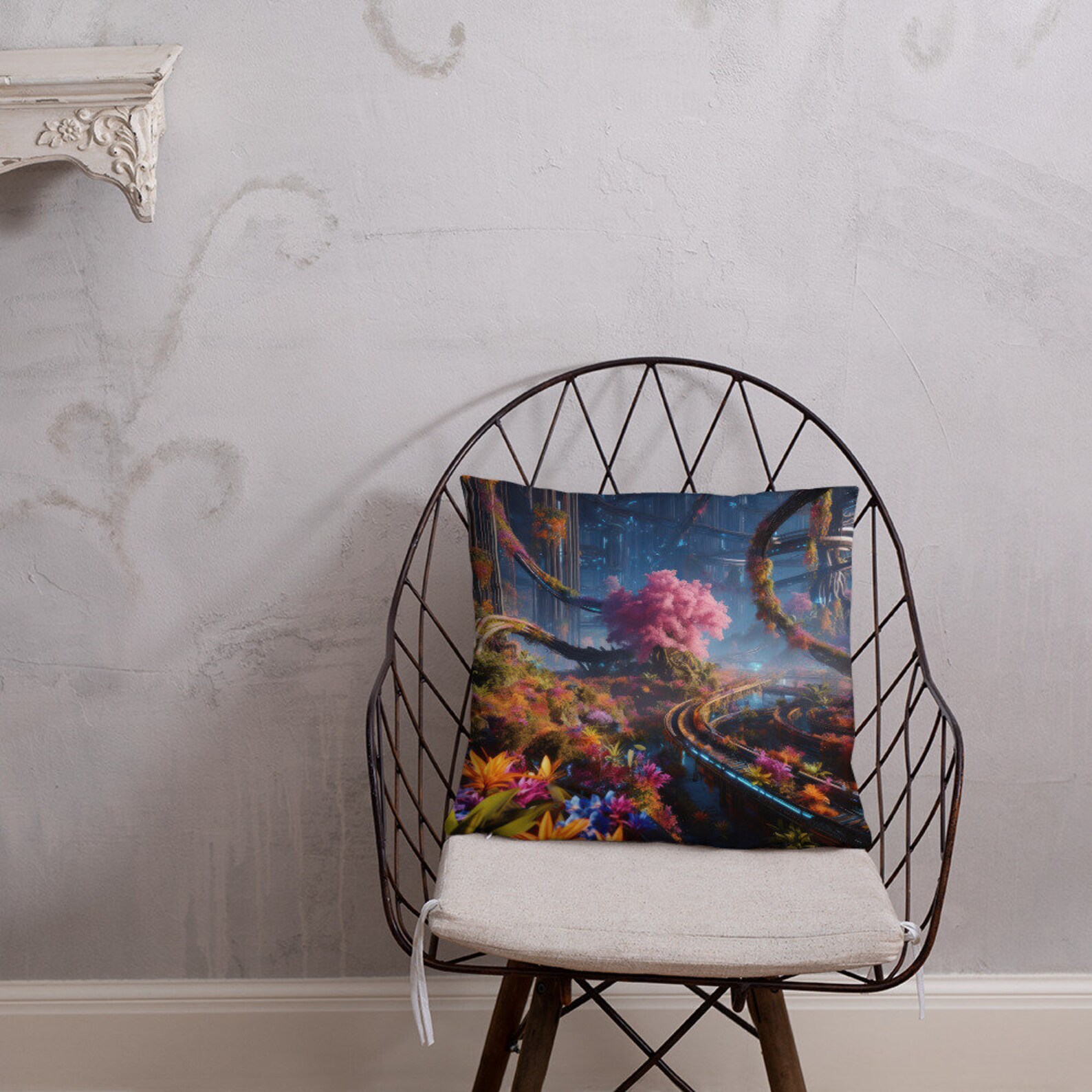 Neo-nature Railway: A Vibrant Tree Arch in a Stark, Futuristic ...