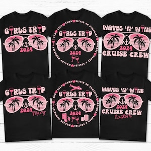 Girl's Trip 2024 T-shirt, Vacation Drinking Shirts, Matching Girls Trip ...