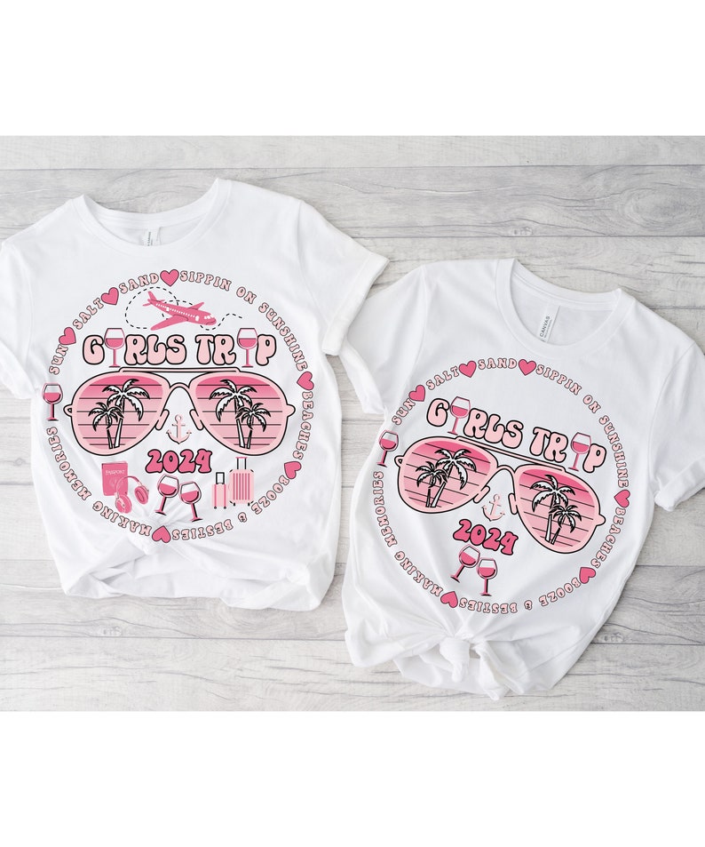 Girl's Trip 2024 T-shirt, Vacation Drinking Shirts, Matching Girls Trip ...