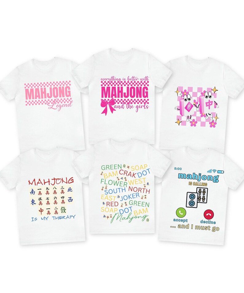 Group Mahjong T-shirt, Matching Mahjong Player Tee, Mahjong Group Tee ...