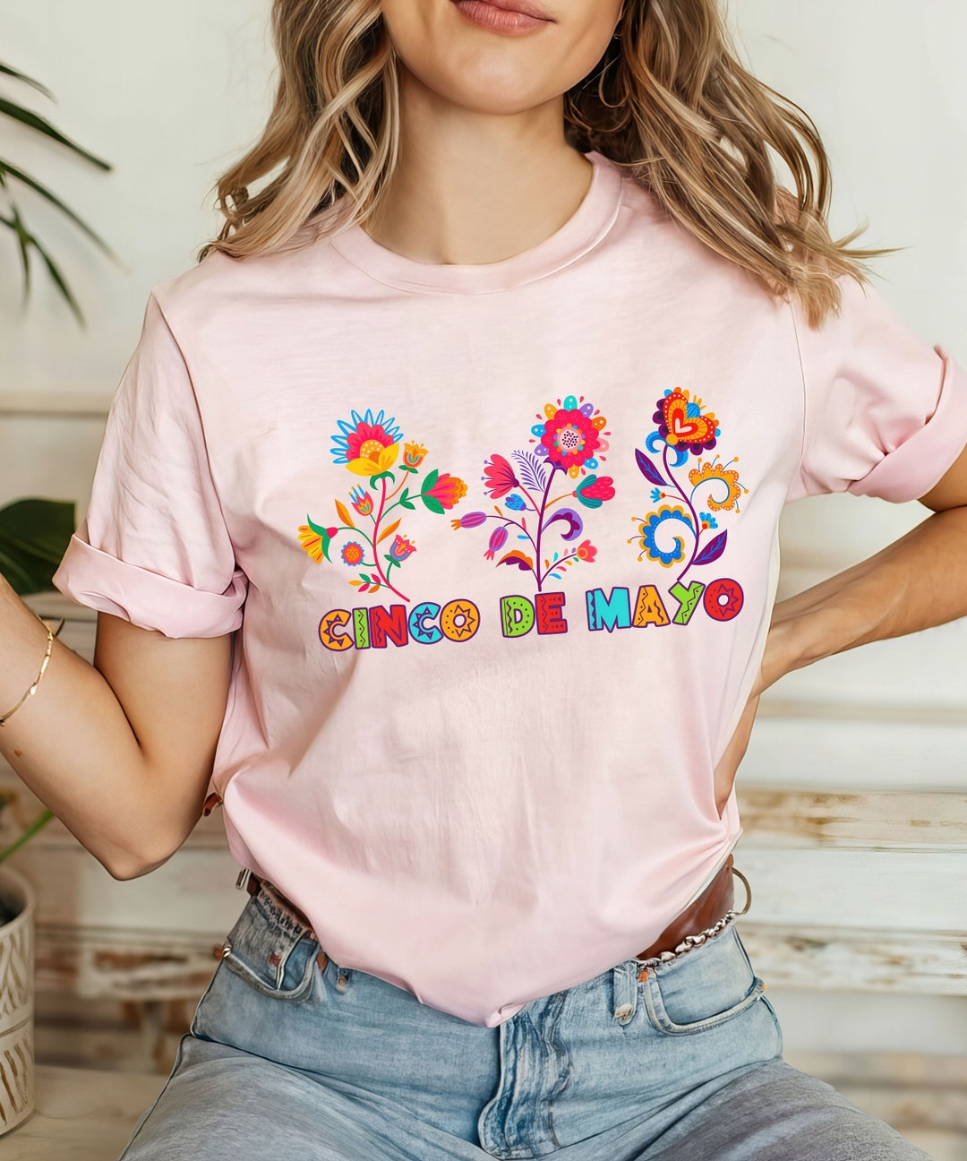Cinco De Mayo Flower T Shirt, Womens Cinco De Mayo Shirt, Mexican ...