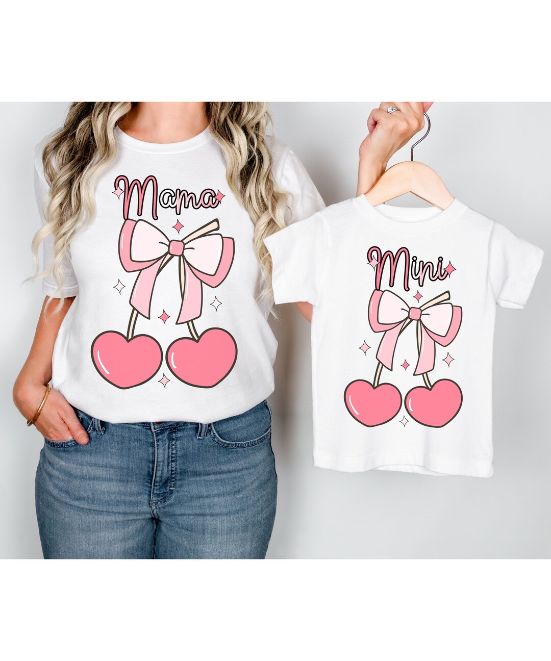 Matching Mama N Mini Coquette T-shirt, Coquette Cherry Tee, Matching ...