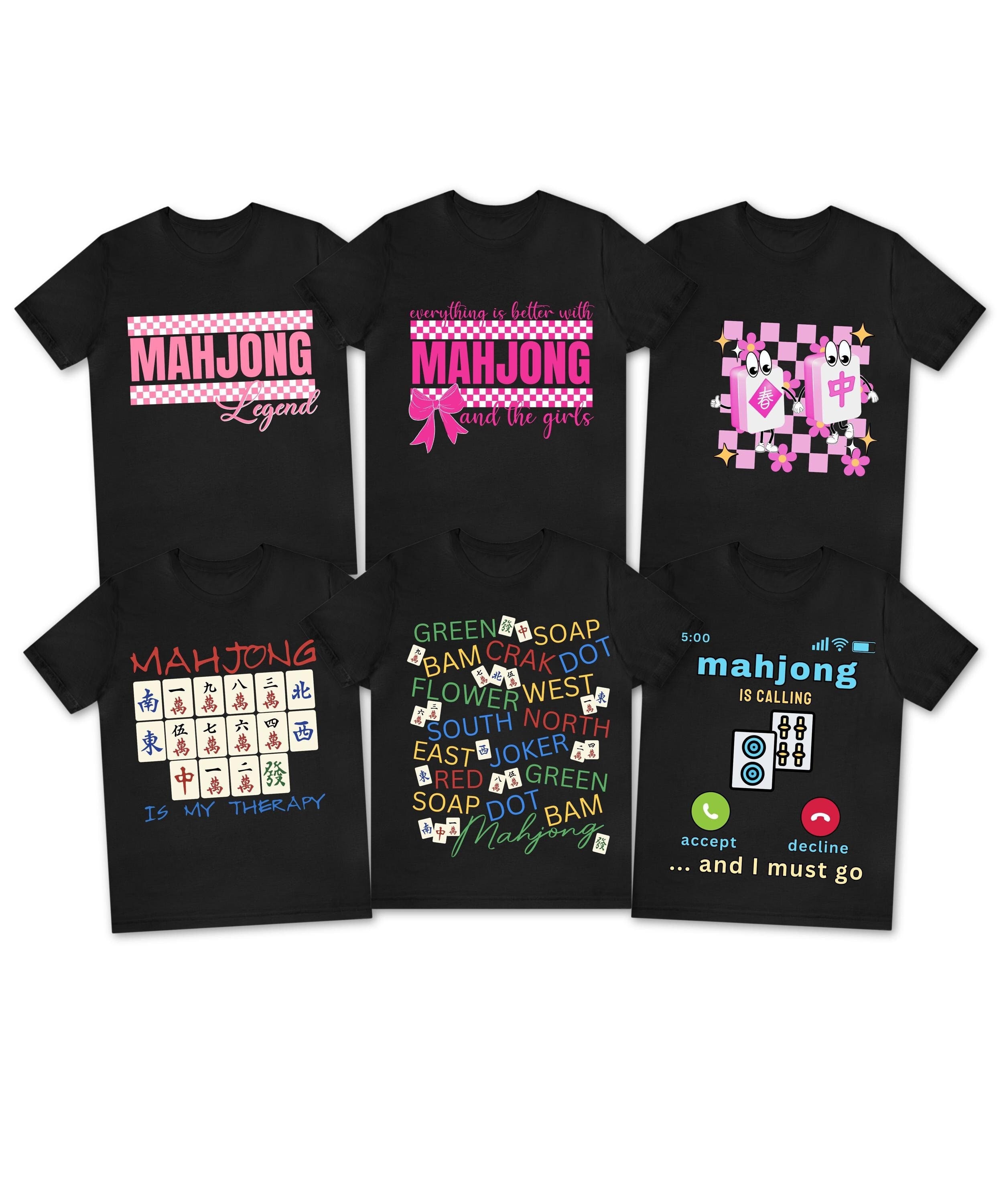 Group Mahjong T-shirt, Matching Mahjong Player Tee, Mahjong Group Tee ...