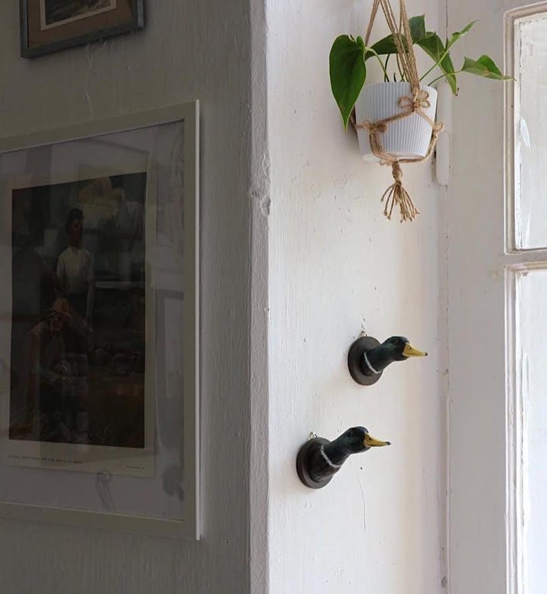 Hand-painted Wooden Duck Head Wall Decor, Rustic Farmhouse Art - Etsy