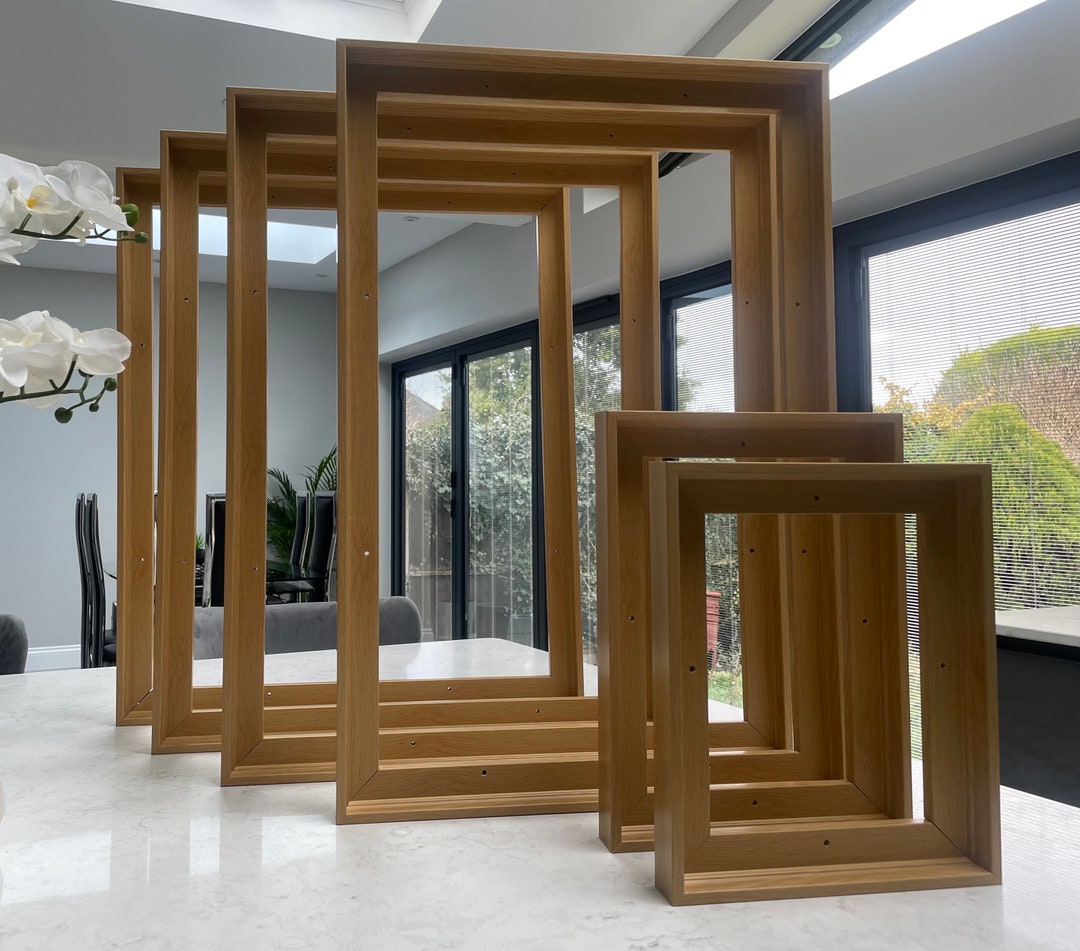 Custom Honey Pine Wooden Effect Floating Frame for Upto 9/10 or 2.3 Cm ...