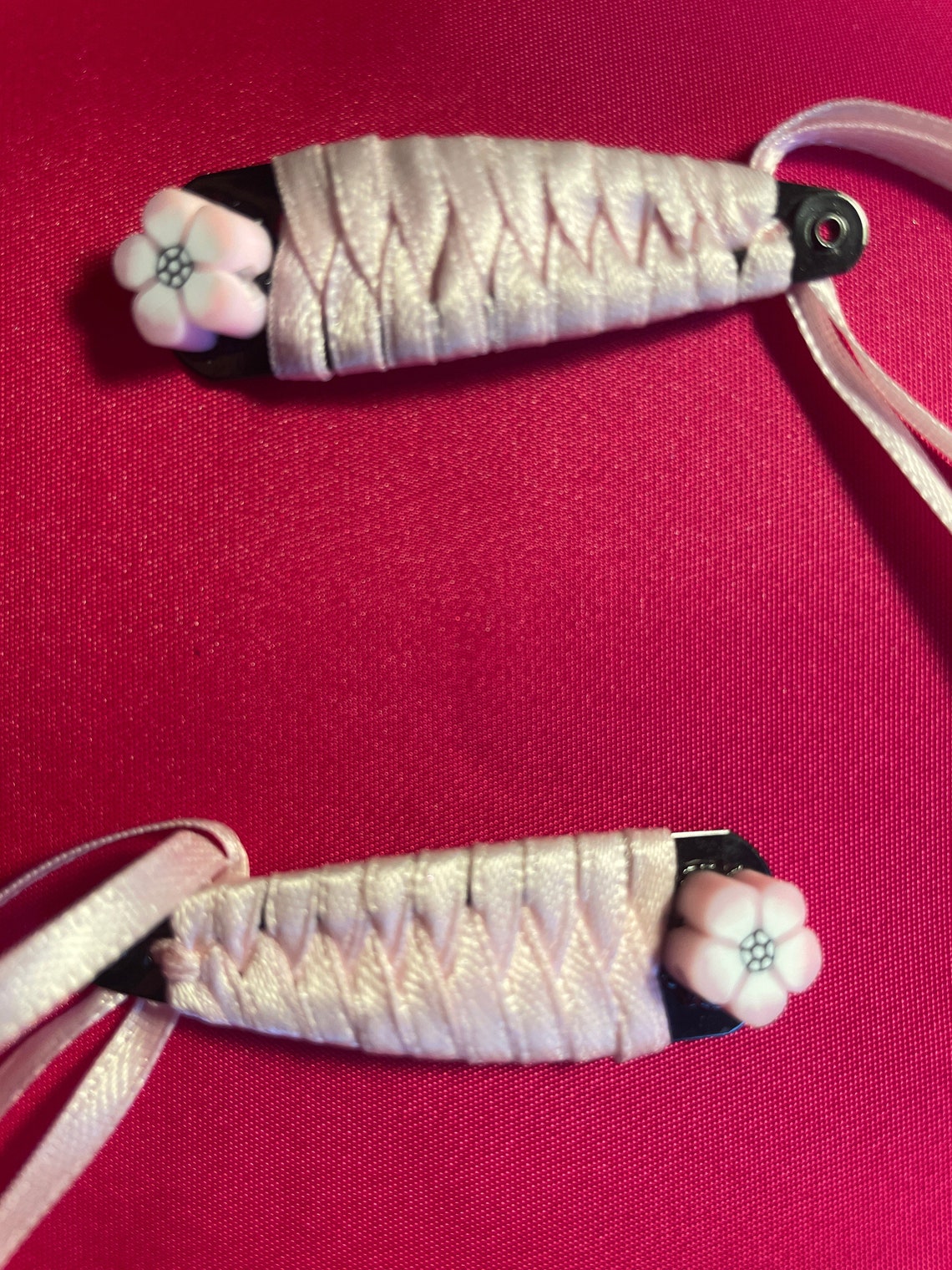 Light Pink Satin Ribbon 80s Style Barrette Set - Etsy