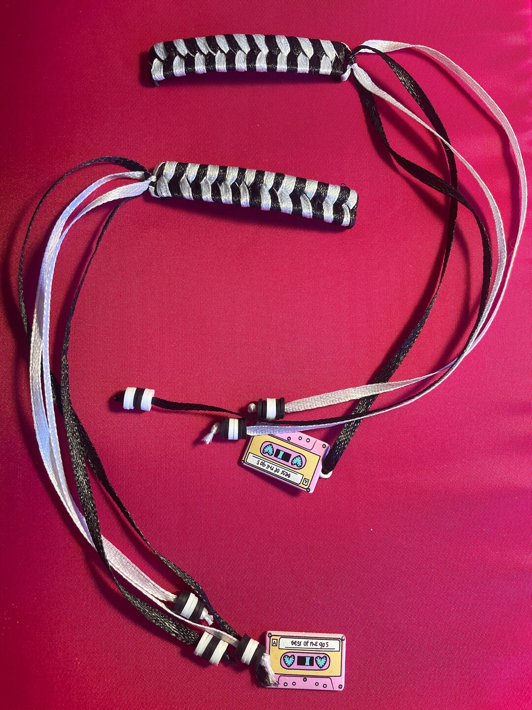 Black & White Satin Ribbon 80s Style Barrette Set - Etsy