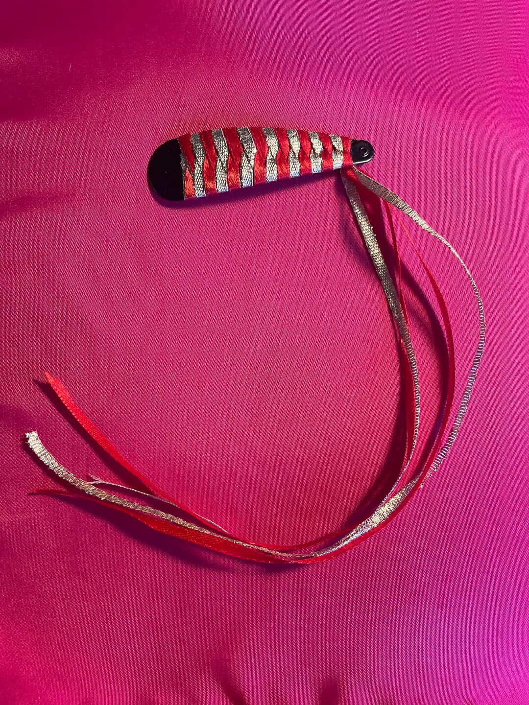 Red & Gold Satin Ribbon 80s Style Hair Clip - Etsy