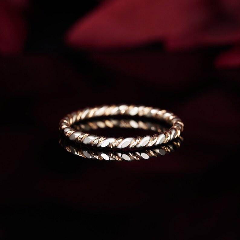 Twisted Rope Two Tone Ring Dainty Minimalist Ring Infinity Matching ...