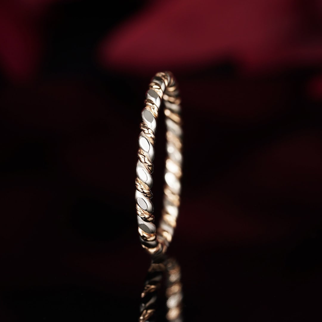 Twisted Rope Two Tone Ring Dainty Minimalist Ring Infinity Matching ...