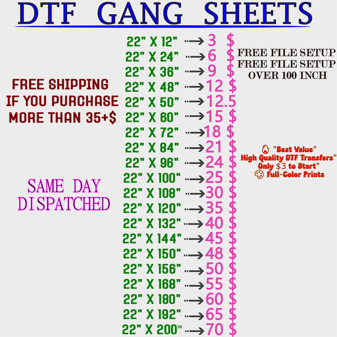 Personalized Gang Sheet, DTF Gang Sheet, DTF Transfers Gang Sheets ...