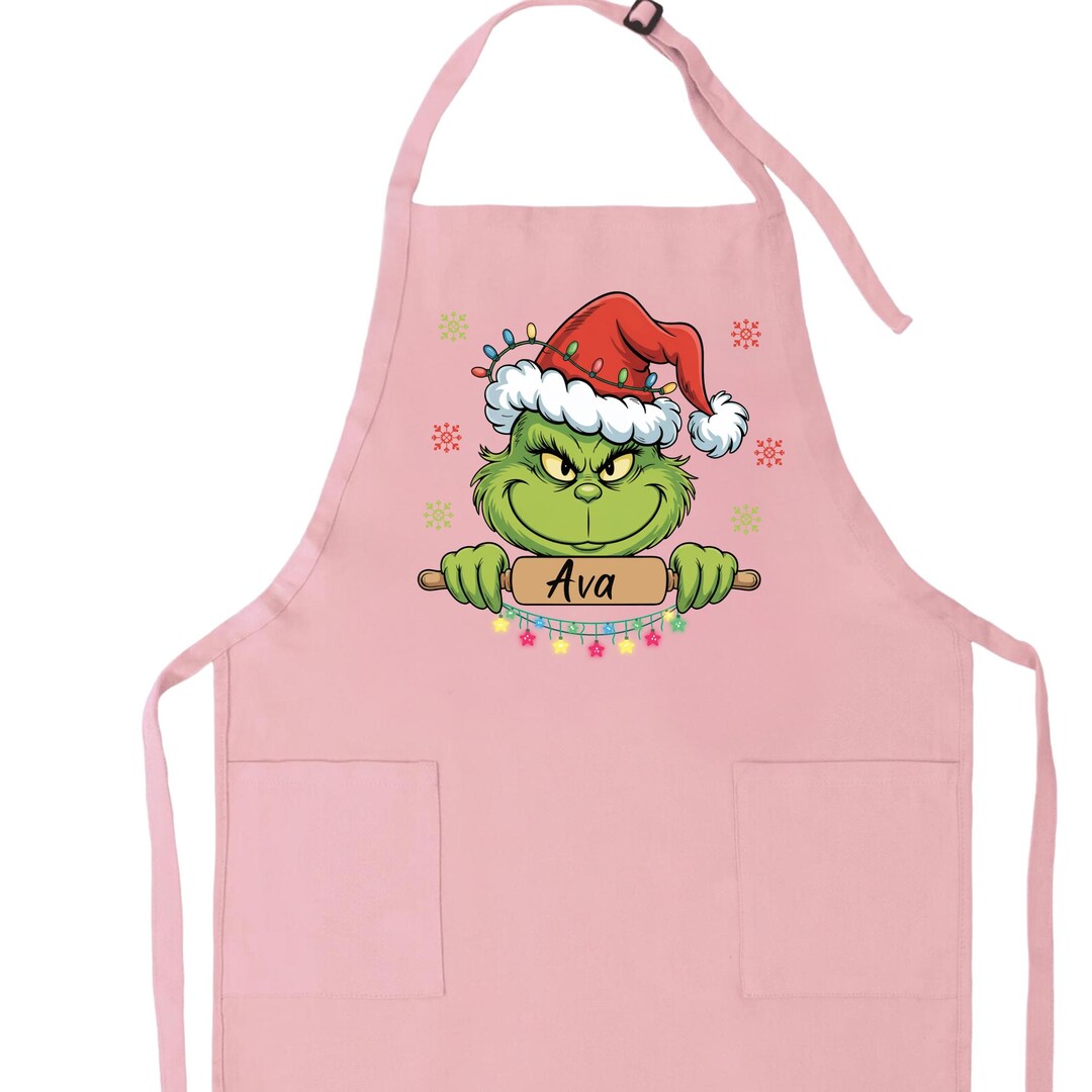 Personalized Christmas Apron, Cooking Apron, Funny Grinch Baking Gift ...