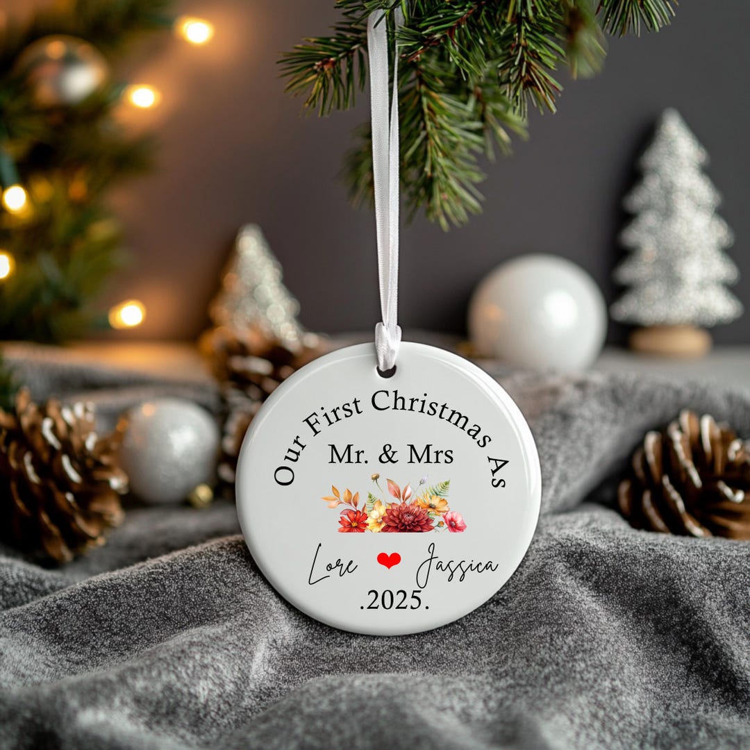 Personalized Mr. and Mrs. Tree Christmas Ornament, First Christmas ...