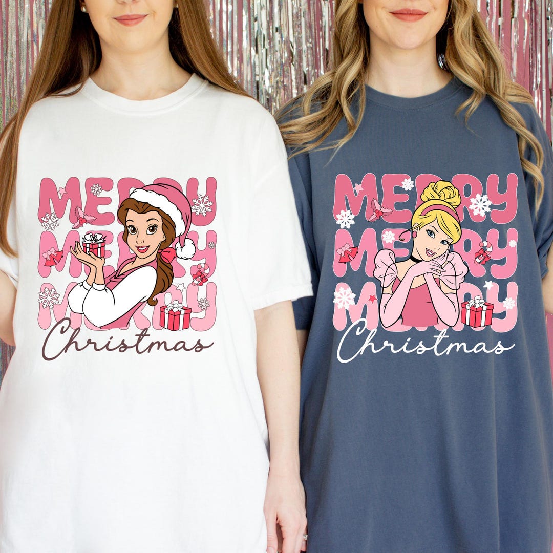 Comfort Colors Disney Princess Christmas Shirt, Christmas Princesses ...