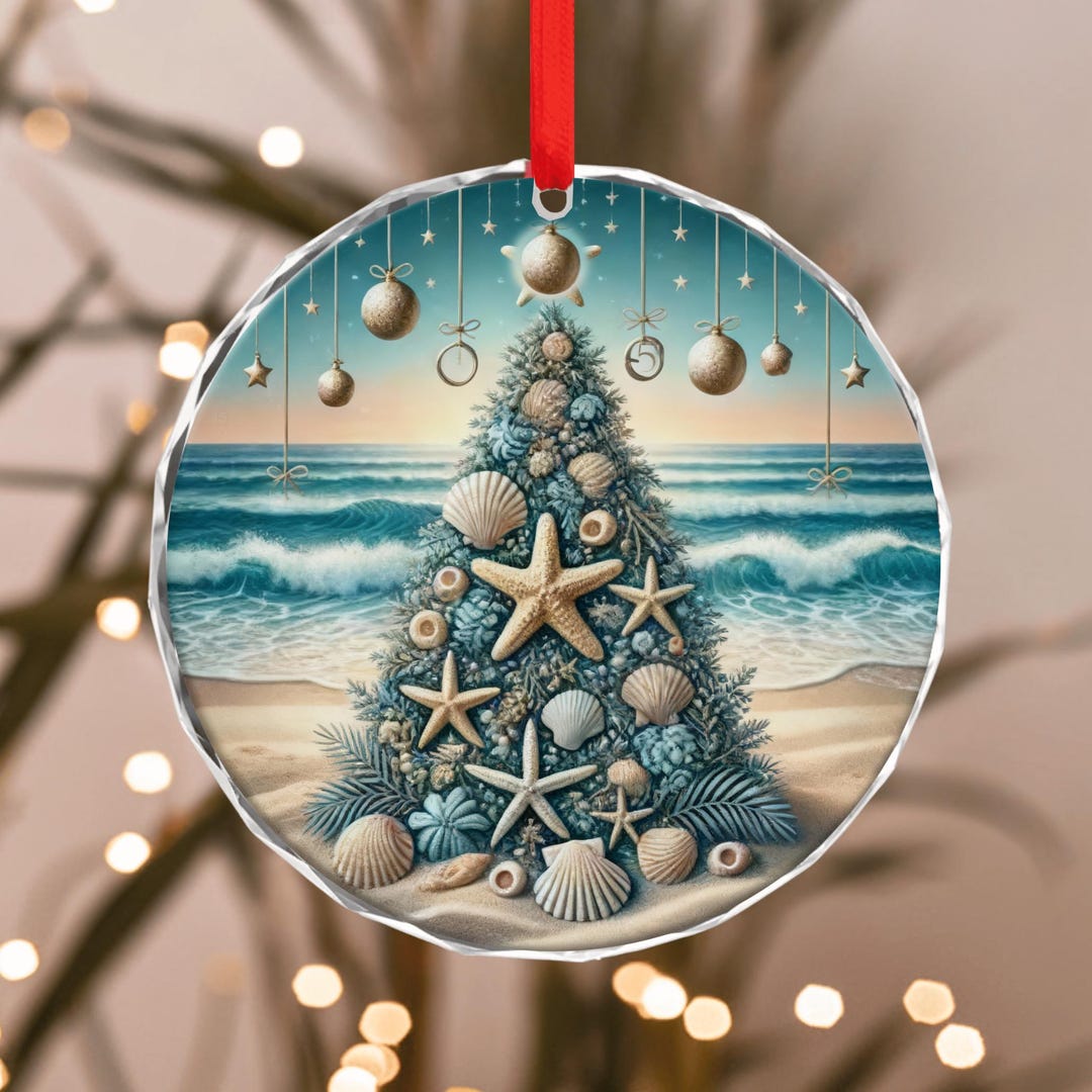 Beach Themed Christmas Ornament, Featuring a Seashell and Starfish Tree ...