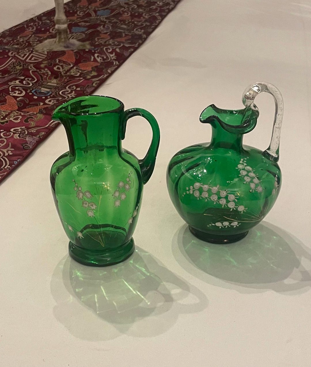Victorian Green Glass Jugs - Etsy