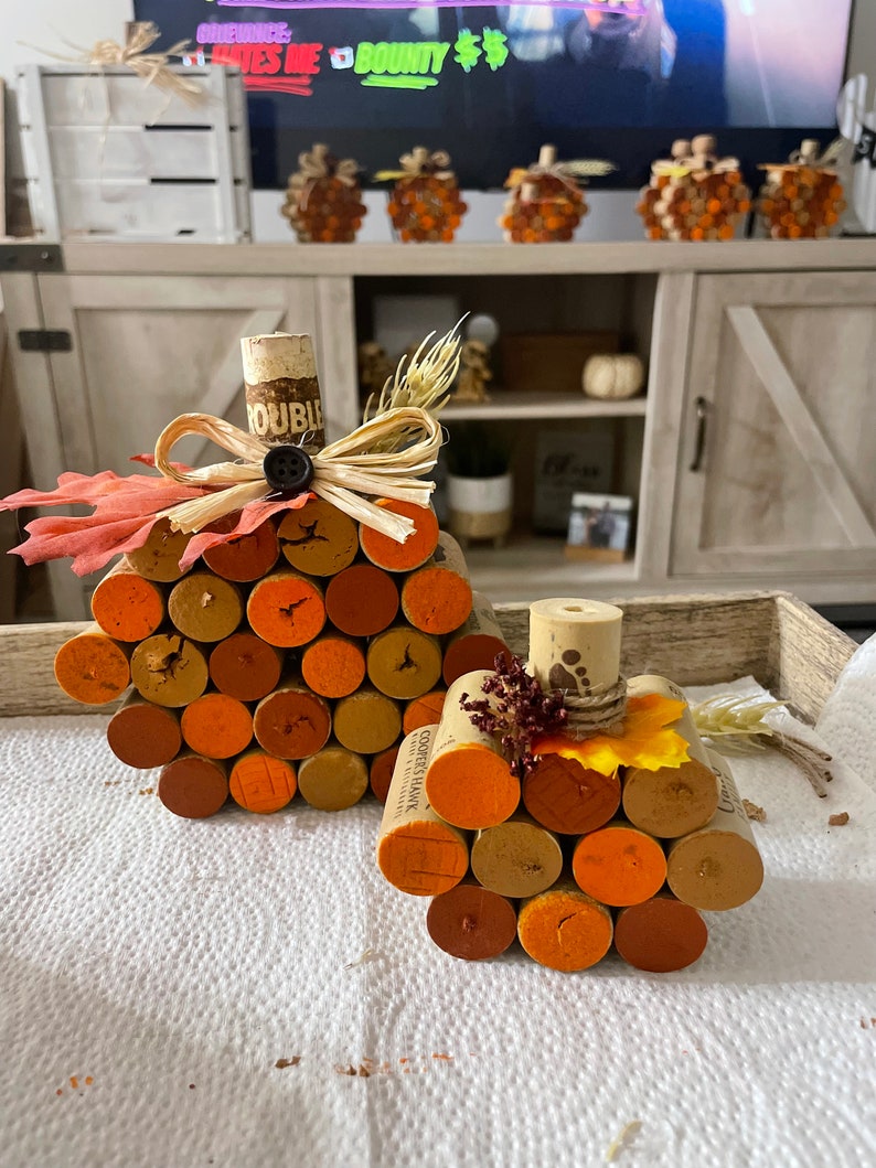 Big/little Wine Cork Pumpkin Set; Fall Decor - Etsy