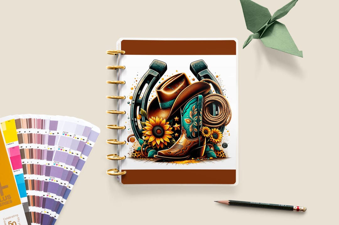 Cowgirl Boots Happy Planner Cover, Western Boho Disc Bound ...