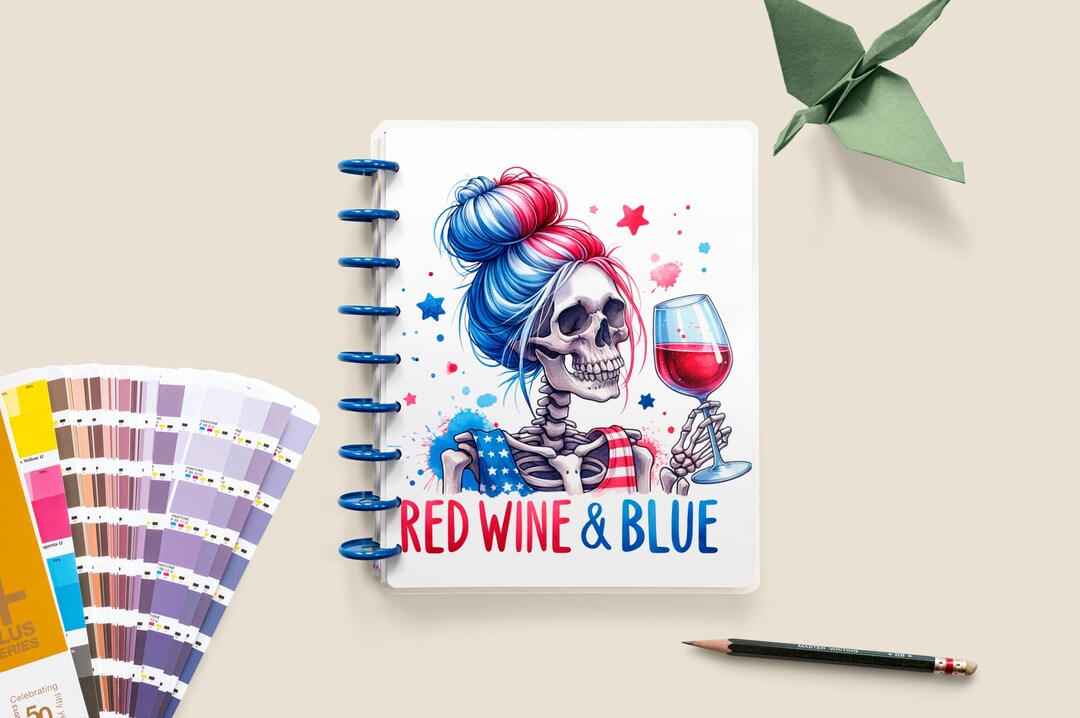 Red Wine & Blue Planner Cover - 4th of July Disc Bound Cover - Etsy