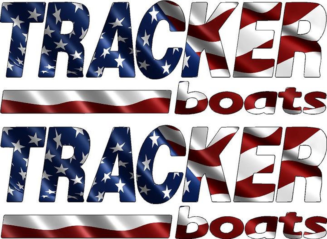 2 Laminated American Flag Tracker Boats Graphic Decal Stickers 6 ...
