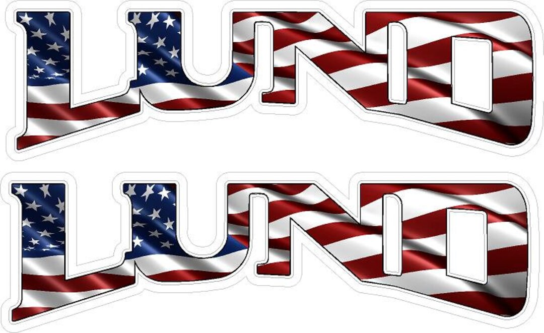 2 Laminated American Flag Lund Boats 001 Graphic Decal Stickers 6 ...