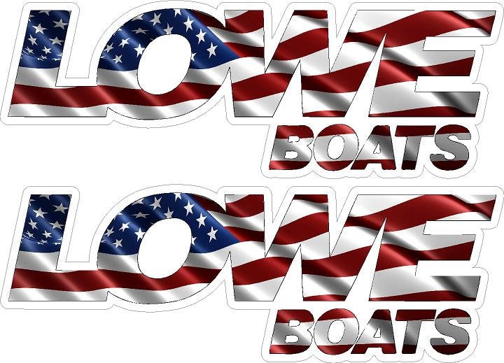 2 Laminated American Flag Lowe Boats Graphic Decal Stickers 6 Different ...