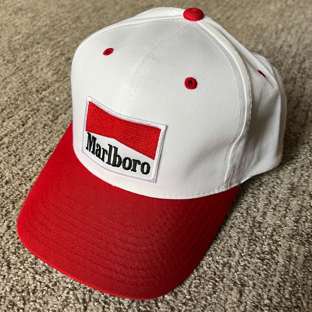 Vintage 1990s Red Marlboro Racing Team Embroidered Baseball Hat Cap ...