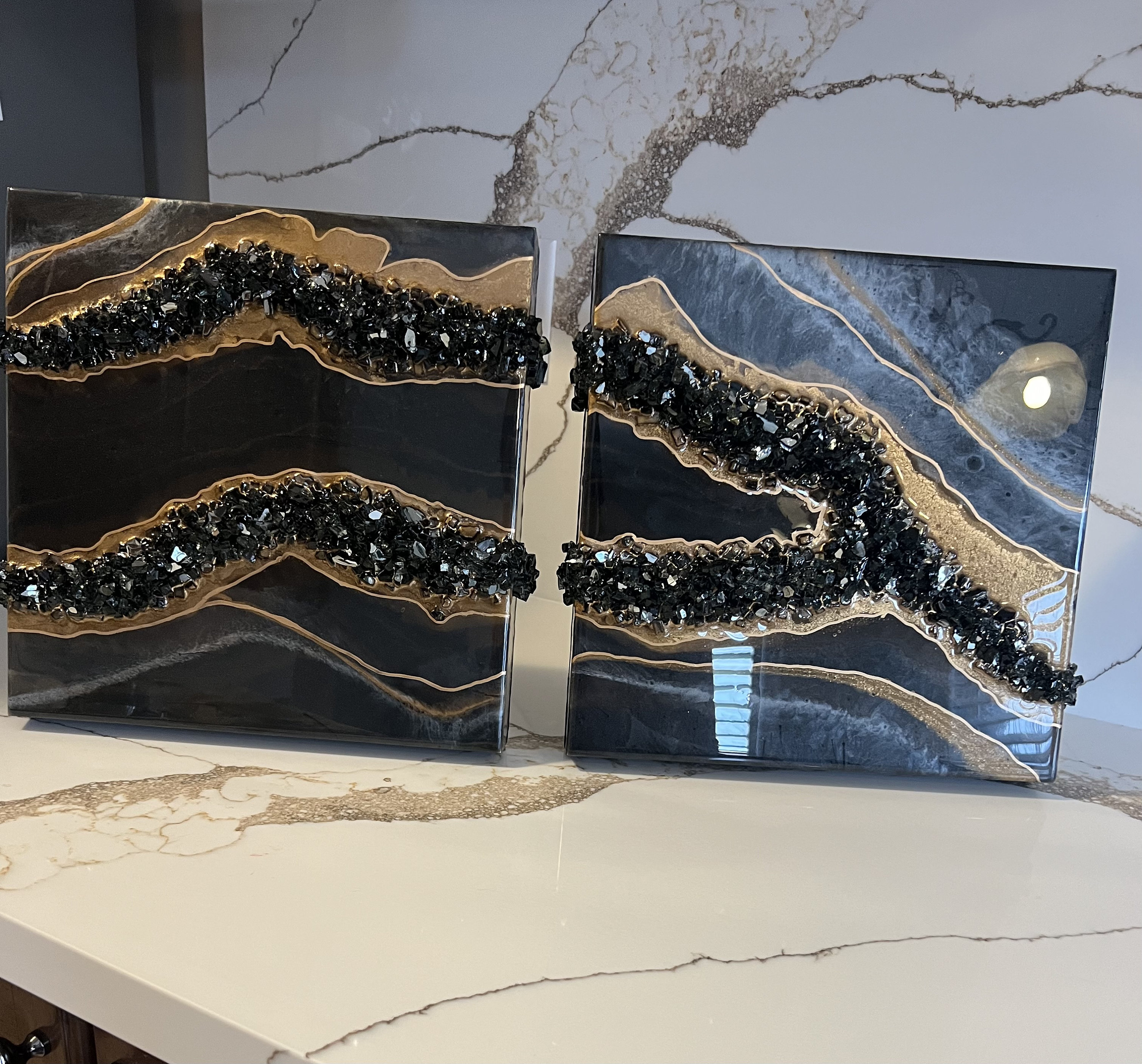 Black and Gold Geode Wall Art / Luxury Wall Art / Décor 2 Piece - Etsy