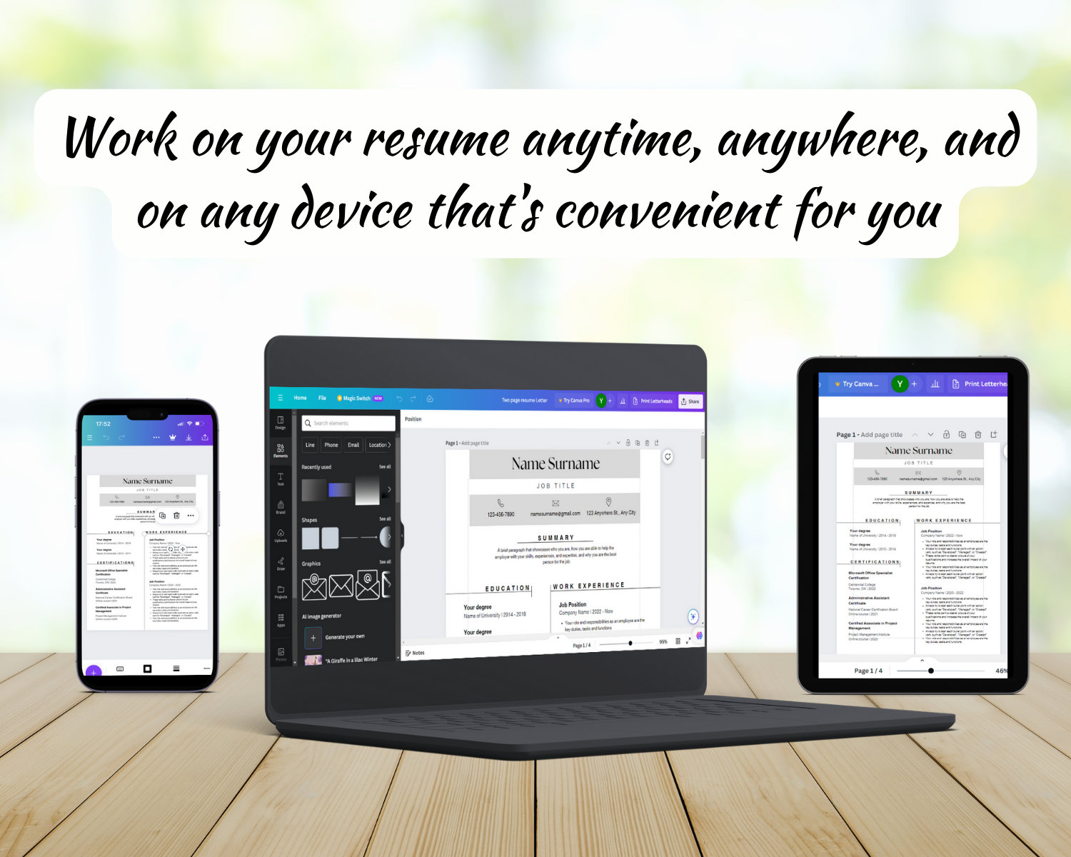 Professional Resume Template for Canva Modern CV Design Creative and ...