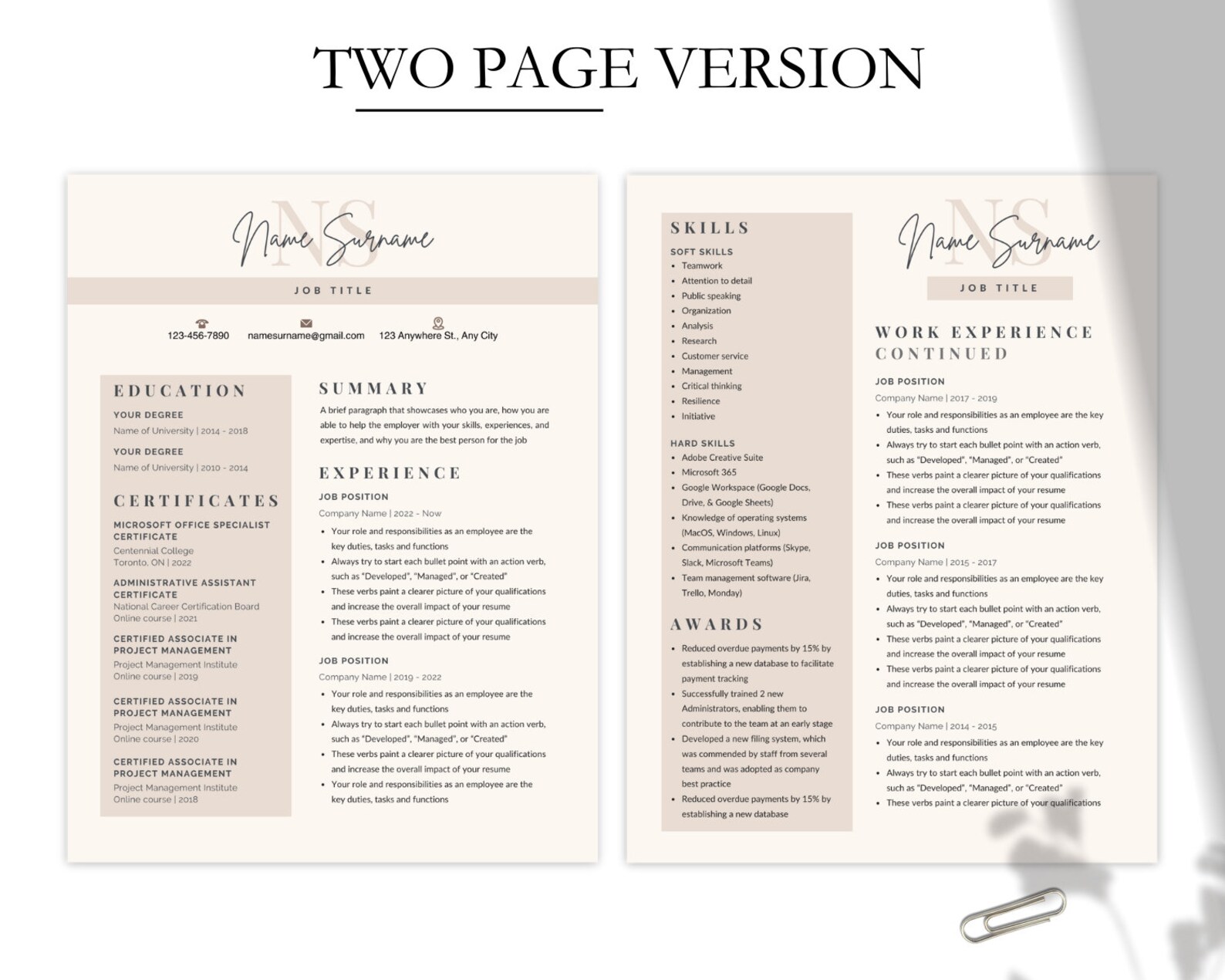 Resume Template Canva | Creative CV | Aesthetic Resume Design | Best ...